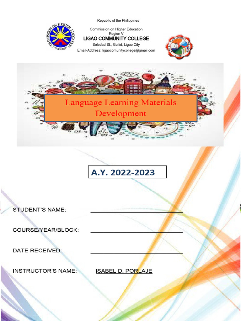 LEARNING MATERIAL 1 Language Learning Materials Development 1 ... LEARNING MATERIAL 1 Language Learning Materials Development 1 ...