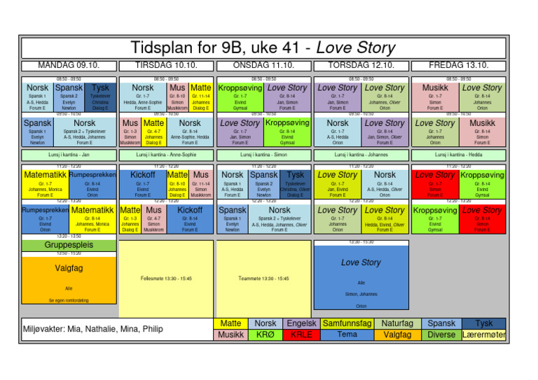 Tidsplan Uke 41 | PDF