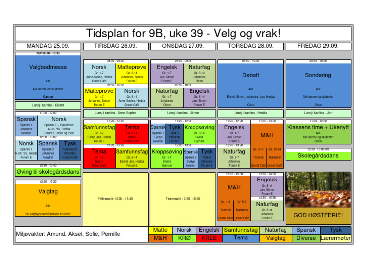 Tidsplan Uke 39 | PDF