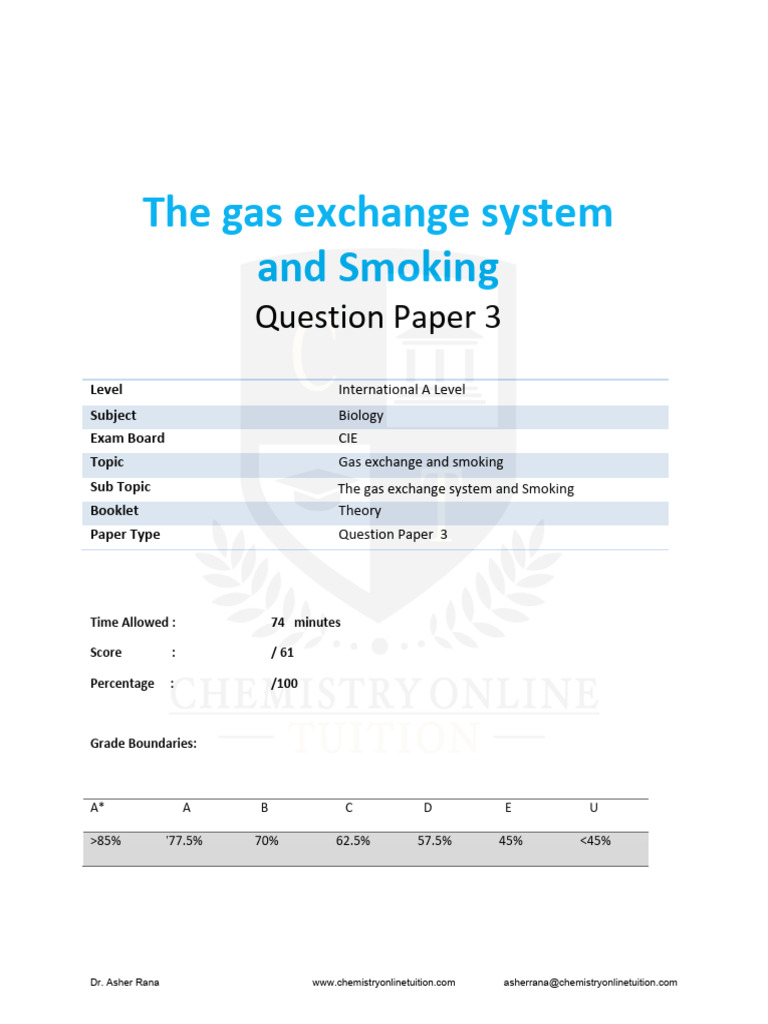 16.3 The - Gas - Exchange - System - and - Smoking Cie Ial Biology QP ...