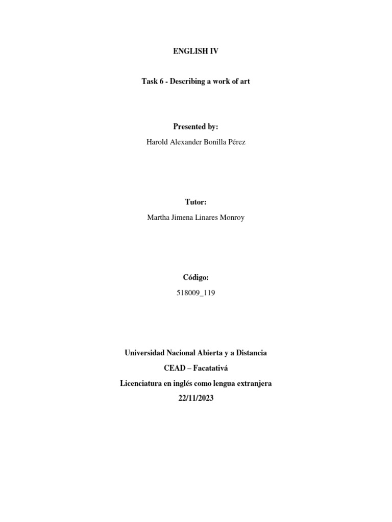 Task 6 - Describing A Work of Art | PDF