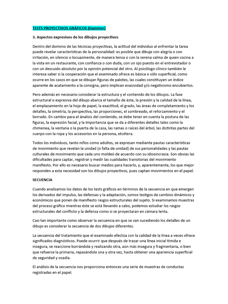 Tests Proyectivos Gráficos | PDF | Psicoanálisis | Sicología