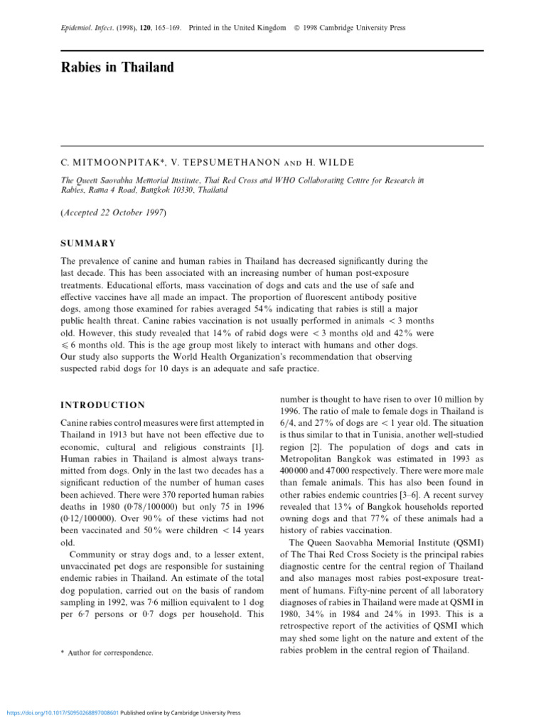 Rabies in Thailand | PDF | Science & Mathematics