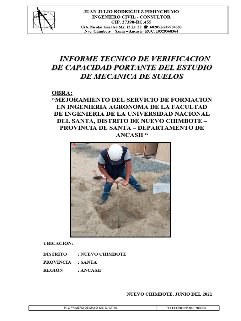 INFORME SAN JOSE (Recuperado) | PDF | Fundación (Ingeniería) | Ingeniería