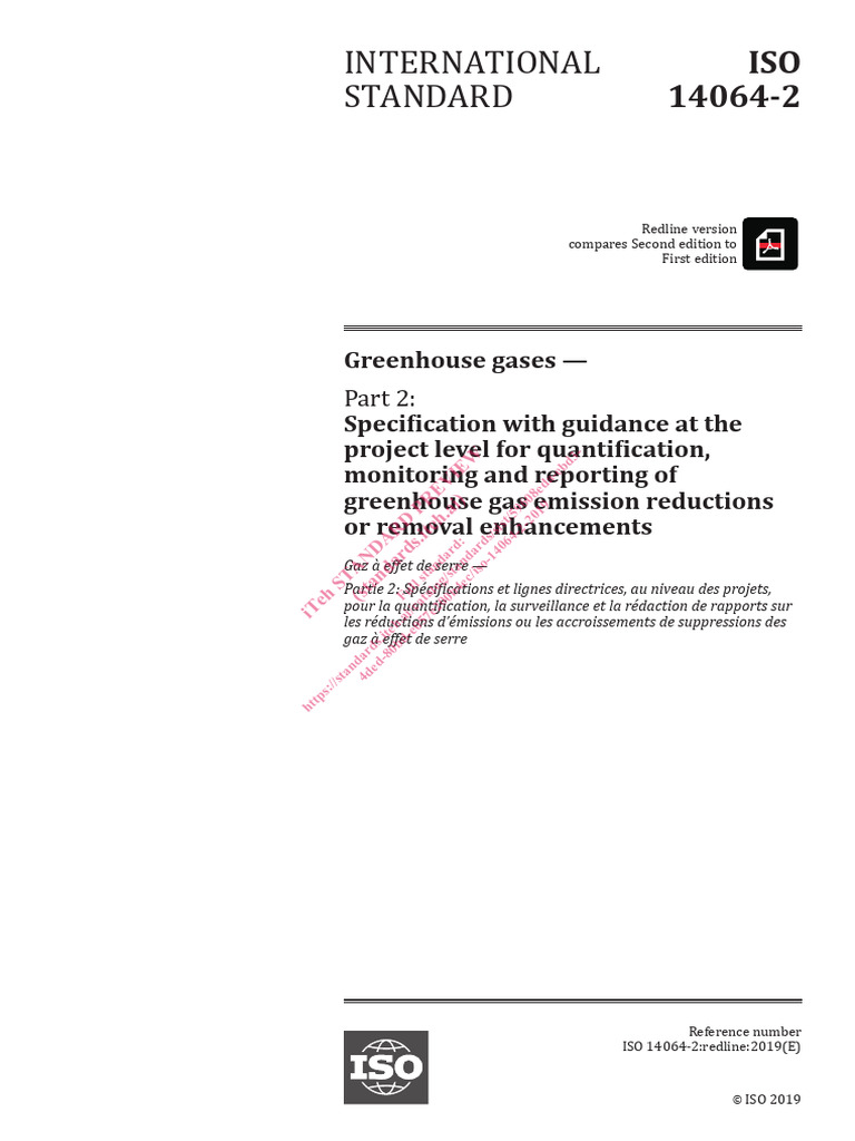 Iso 14064 2 2019 Pdf Climate Change Mitigation International