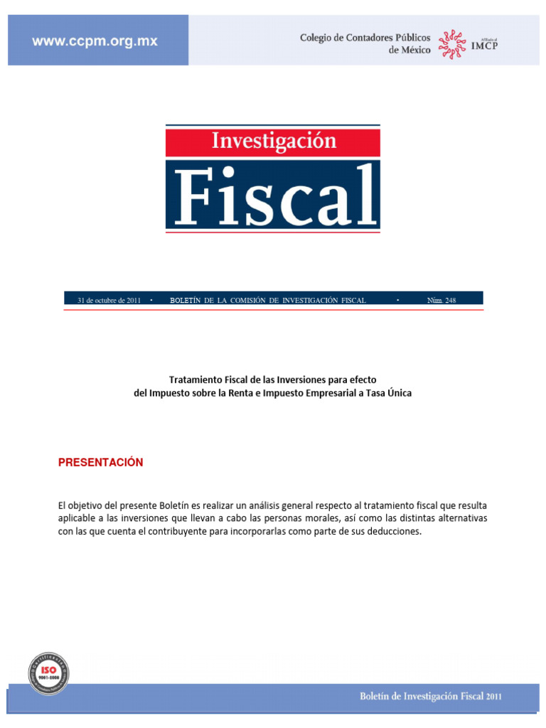 Deduccion de Inversiones | PDF | Impuesto sobre la renta | Impuestos