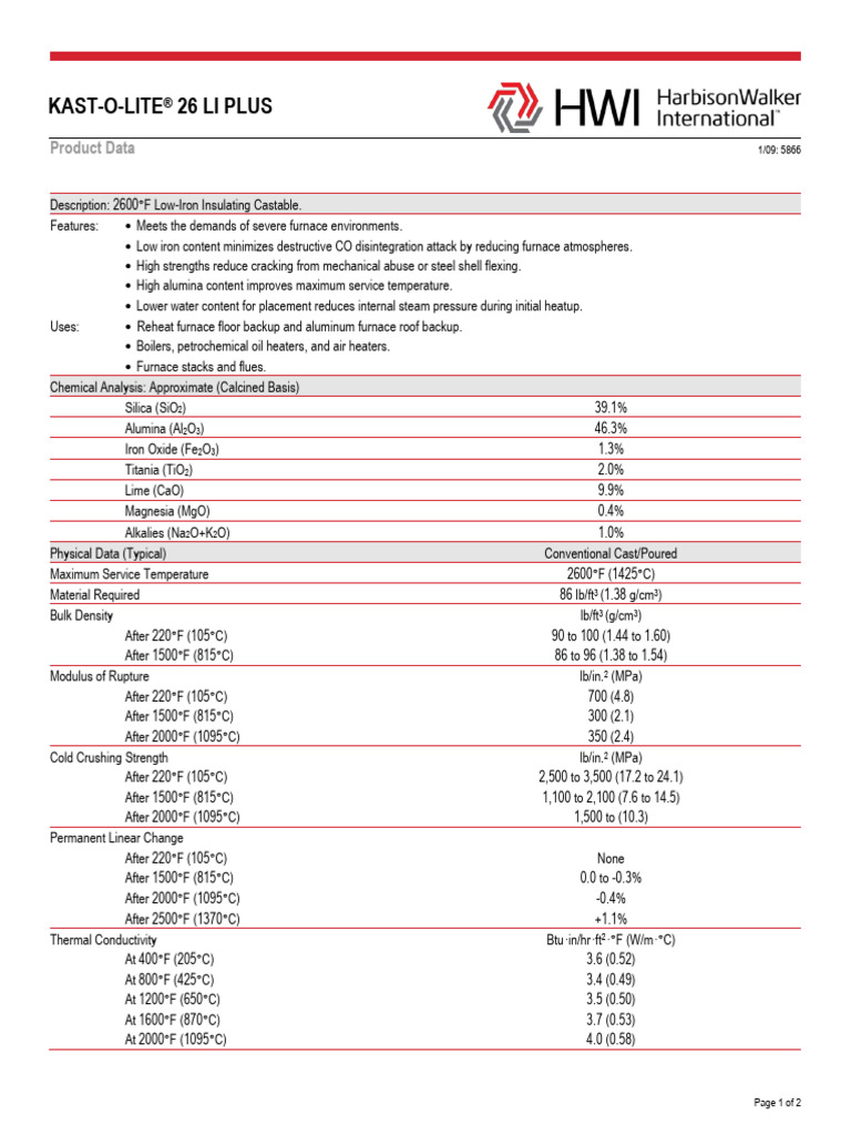 Kast-O-Lite 26 Li Plus | PDF | Applied And Interdisciplinary Physics | Materials