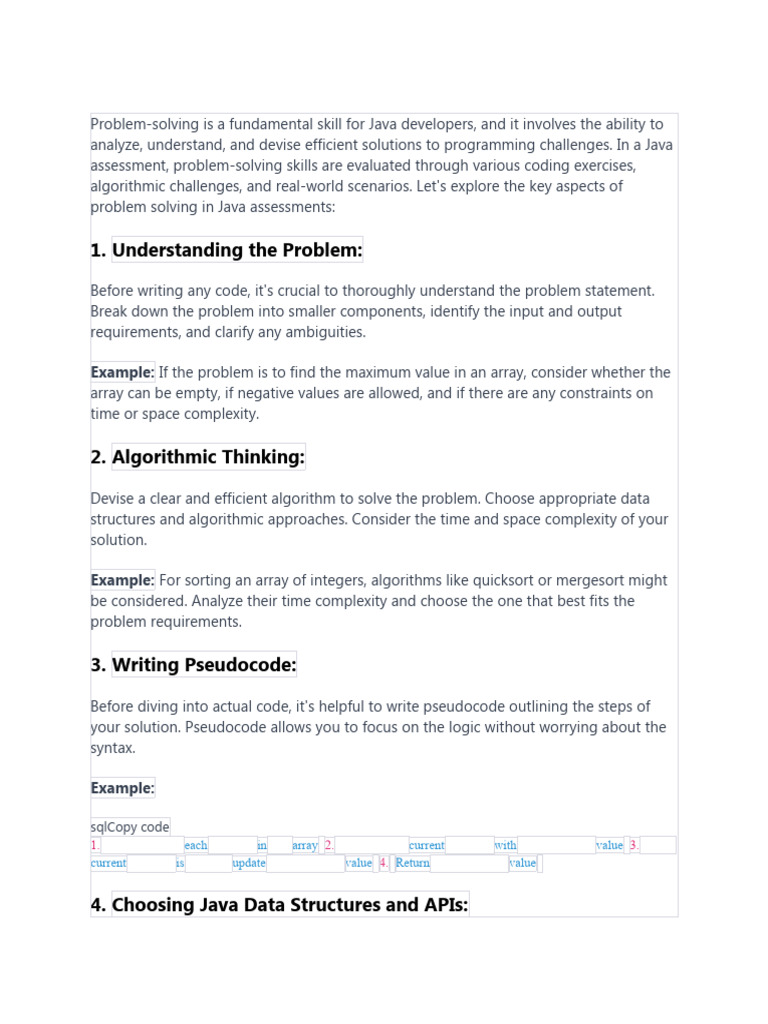 Understanding The Problem:: Example: If The Problem Is To Find The Maximum Value in An Array ...