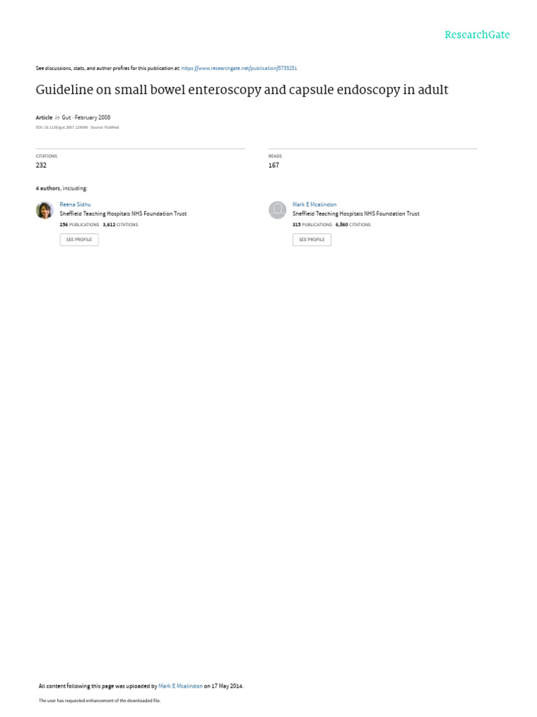 Guideline On Small Bowel Enteroscopy and Capsule Endoscopy in Adult PDF ...