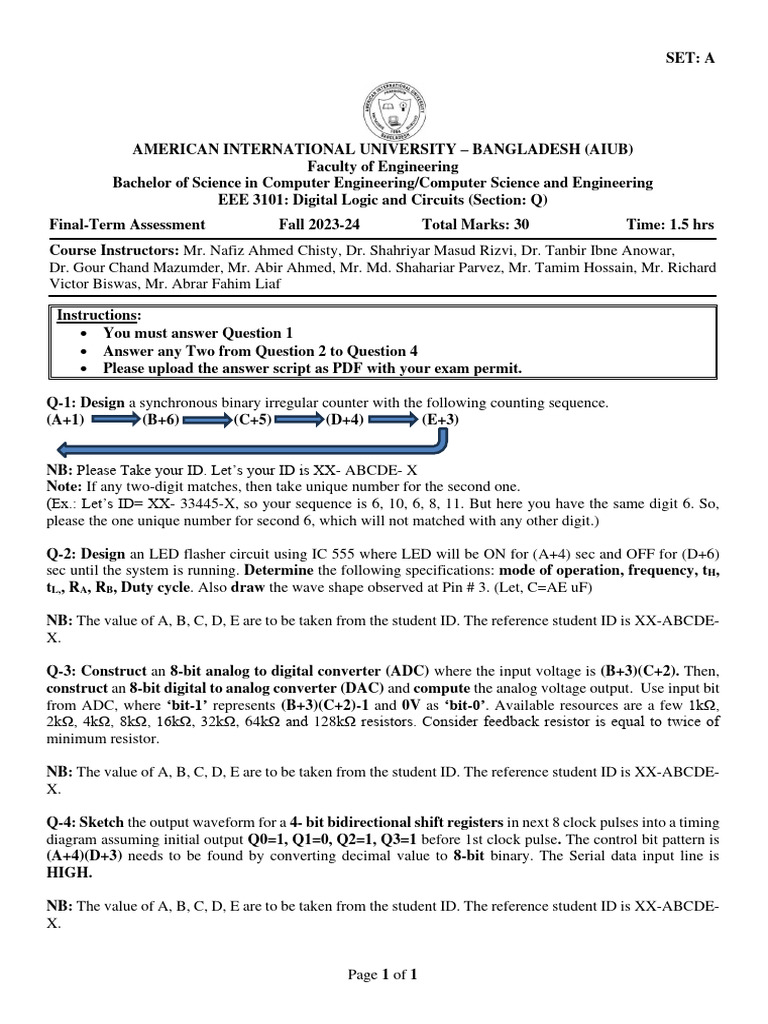 DLC Final Section Q Set A | PDF | Analog To Digital Converter | Computer Engineering