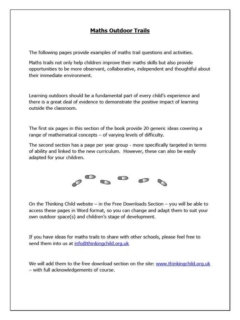 Free Maths Trails Pages From Thinking Child | PDF | Mathematics