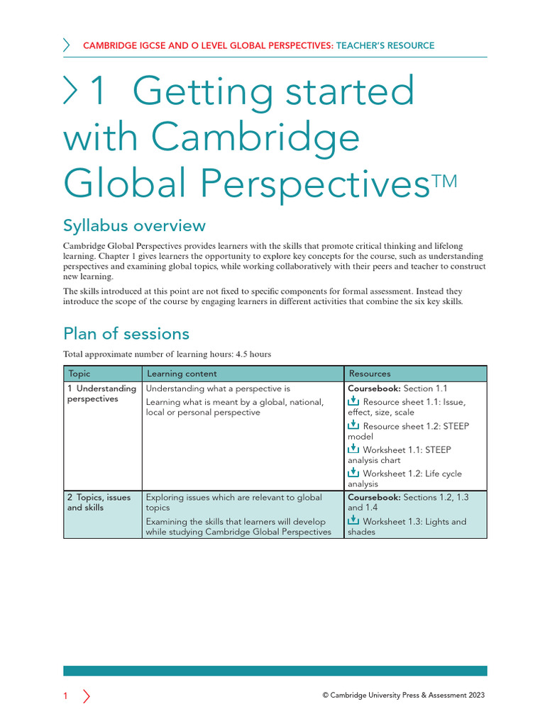 Cambridge Global Perspectives Overview | PDF | Learning | Life Cycle ...