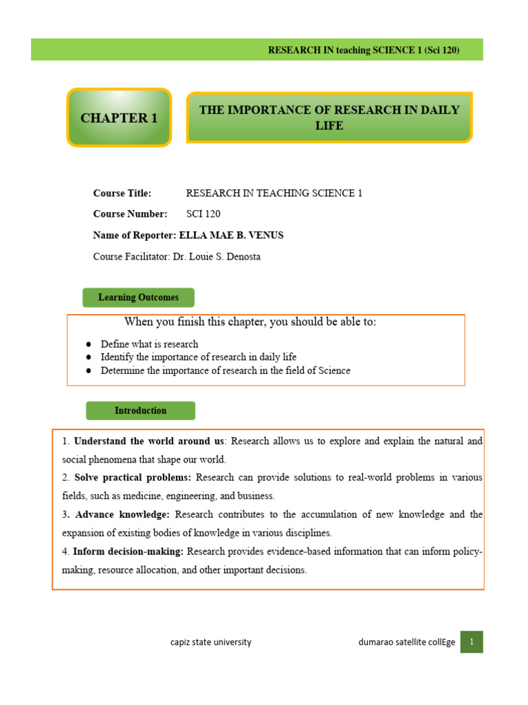 Chapter 1 Research in Teaching Science 1 | PDF | Science | Innovation