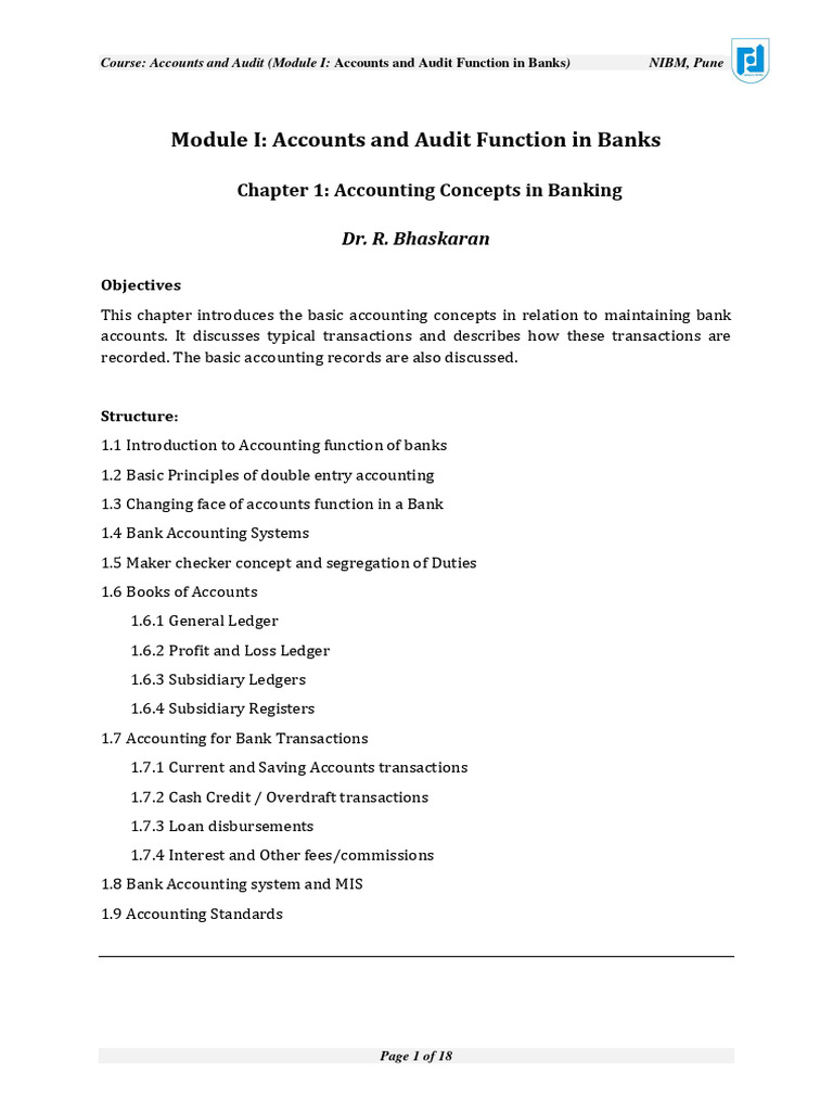 Module I CH 1 Accounting Concepts in Banking | PDF | Transaction ...