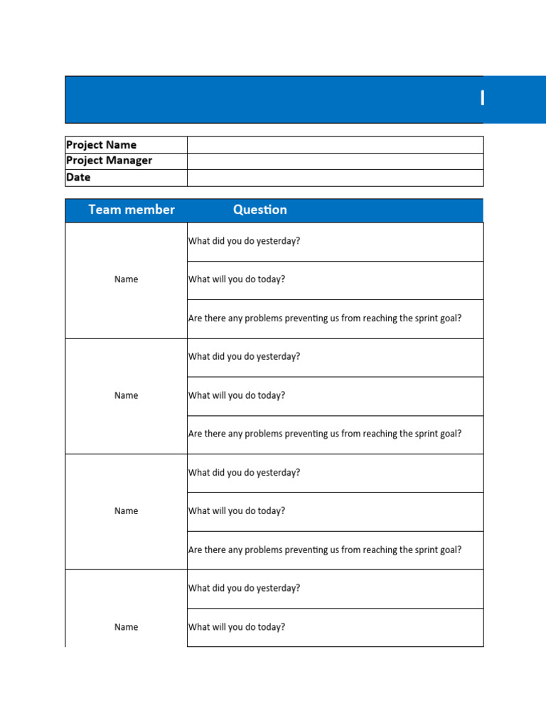 Daily Scrum Template | PDF | Scrum (Software Development)