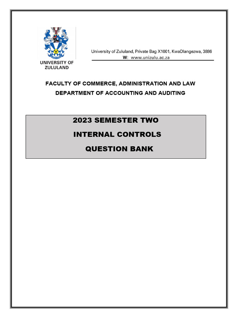 Question Bank - Chapter 4B | PDF | Internal Control | Financial Statement