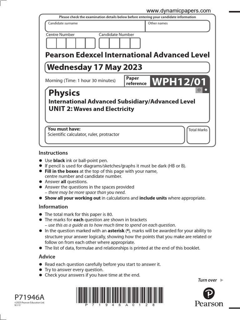 Physics Unit 2 Past Paper May 2023 | PDF