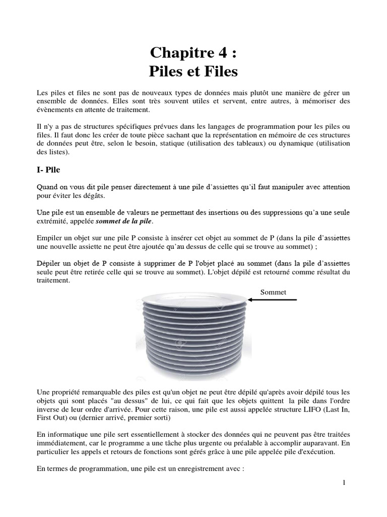 Piles et Files : Structures de Données LIFO | PDF | Booléen | Pointeur ...