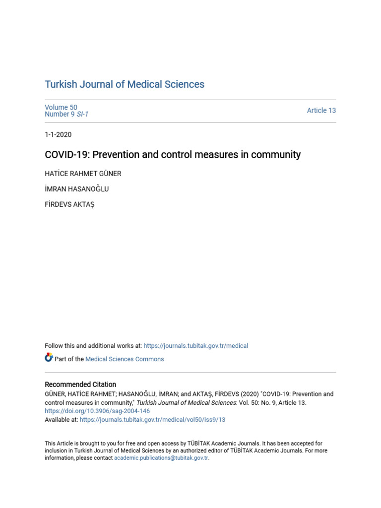 COVID-19 - Prevention and Control Measures in Community | PDF ...