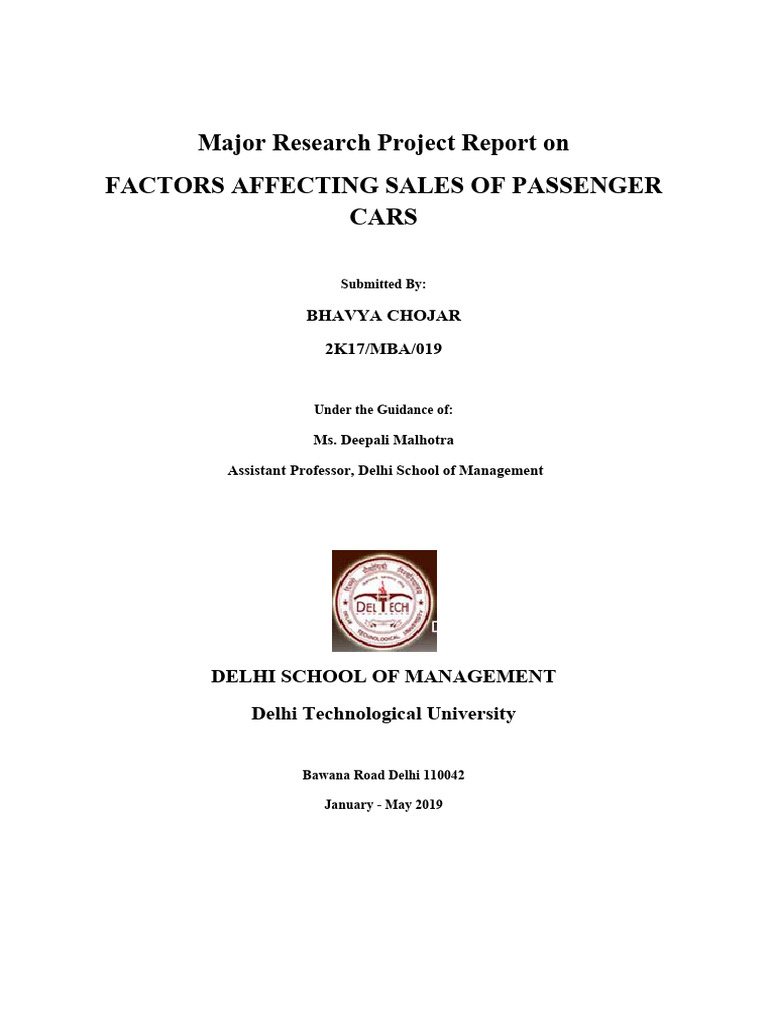 Bhavya MajorResearchProject | PDF | Car | Automotive Industry