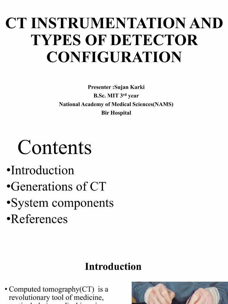 CT Instrumentation and Types of Detector Configuration | PDF