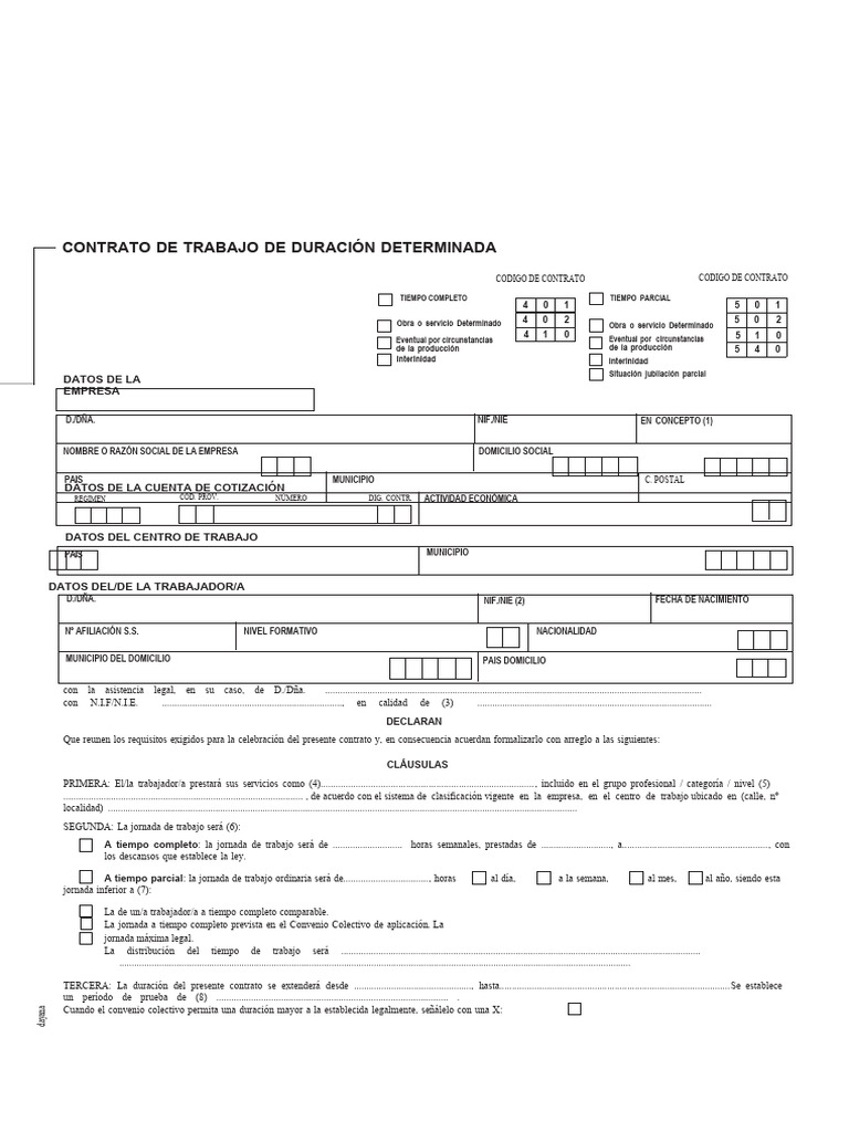 Contrato Duracion - Determinada | PDF | Desempleo | Salario