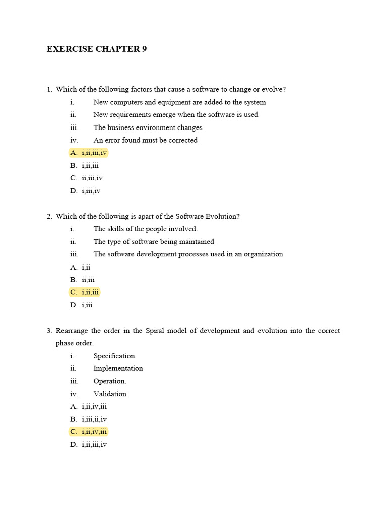 Exercise Chapter 9 With Answer | Download Free PDF | Software | System