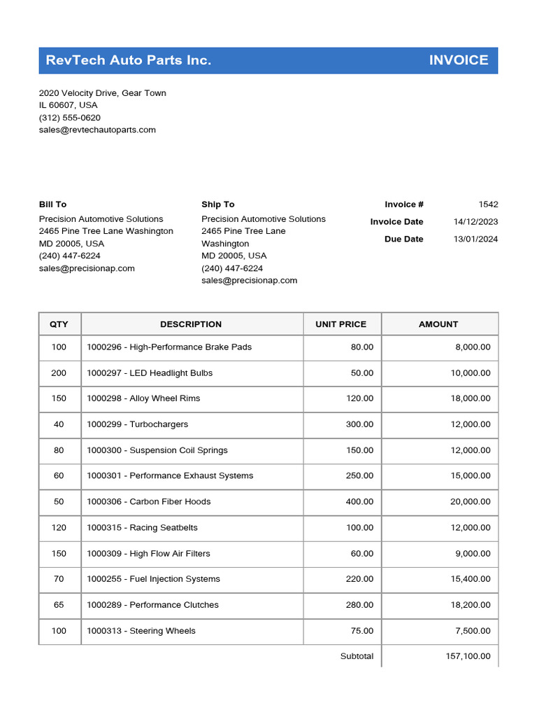 Precision Automotive Solutions - Invoice 2 Pages | PDF | Car | Sports Cars