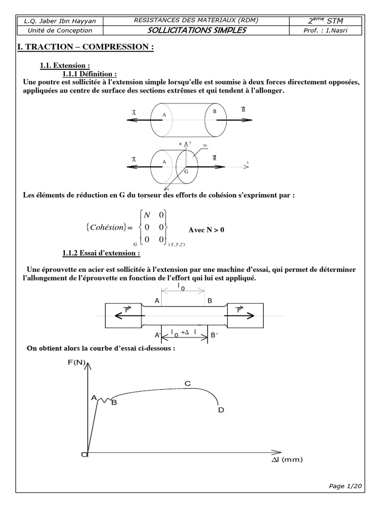 Résistance des matériaux : Traction et compression | PDF | Résistance des matériaux | Élasticité ...