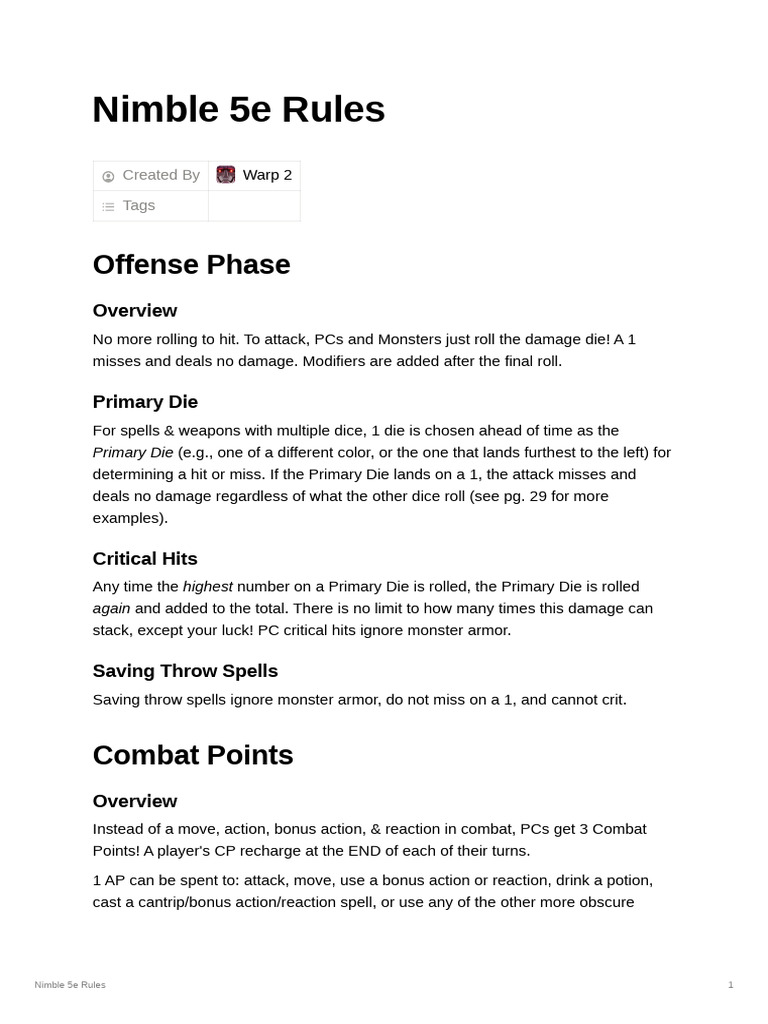 Nimble 5e Rules | PDF | D20 System | Role Playing Games