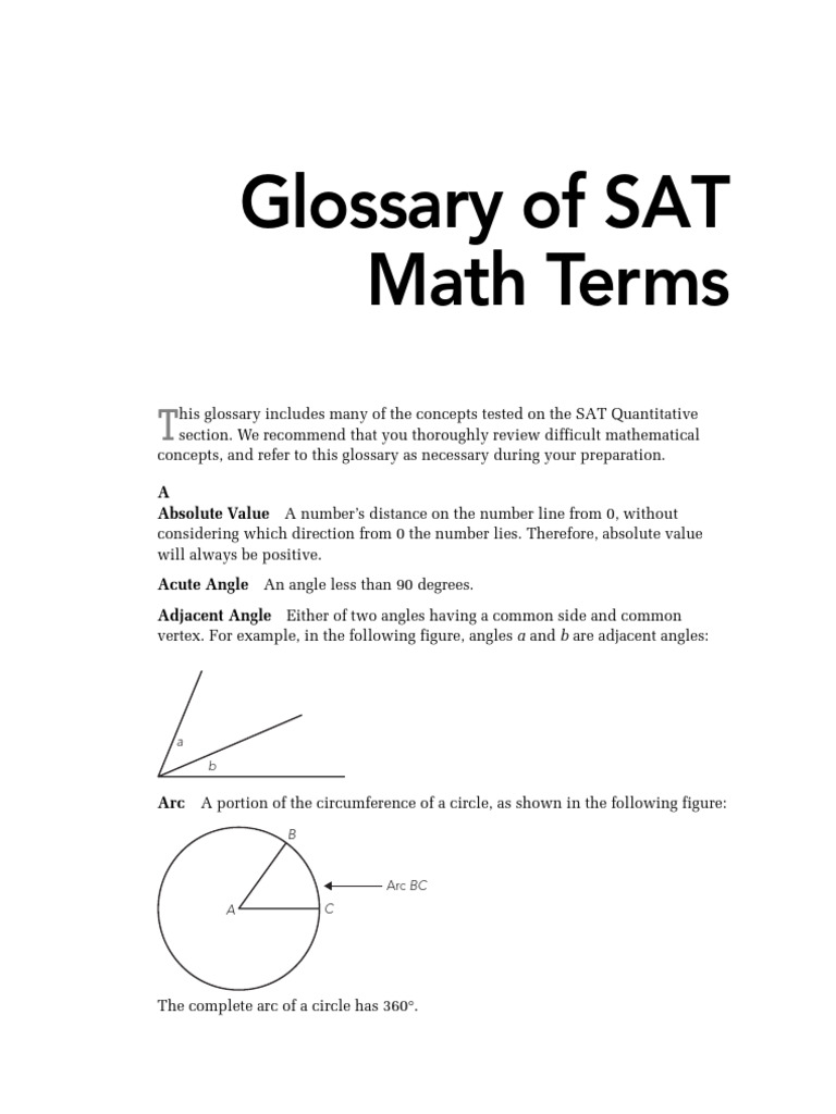 SAT Math Terms Glossary | PDF | Circle | Numbers