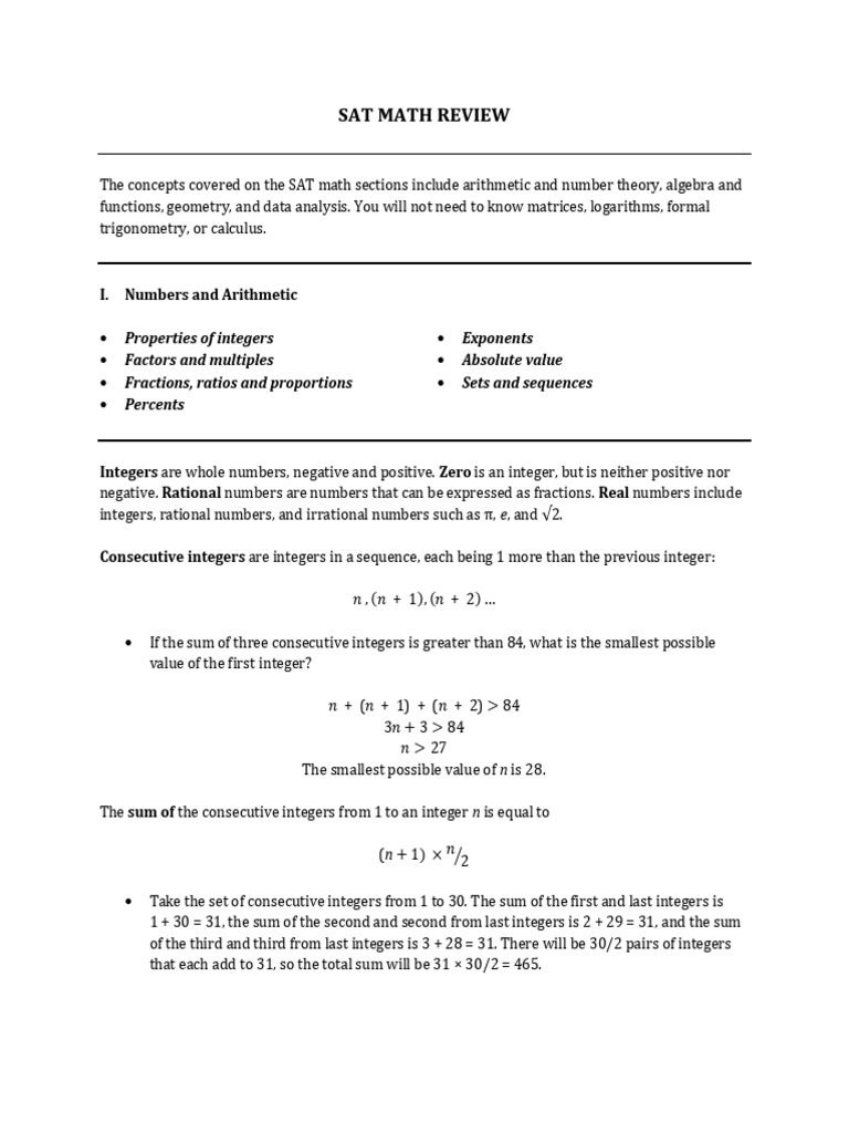 SAT Math Review | PDF | Rectangle | Circle