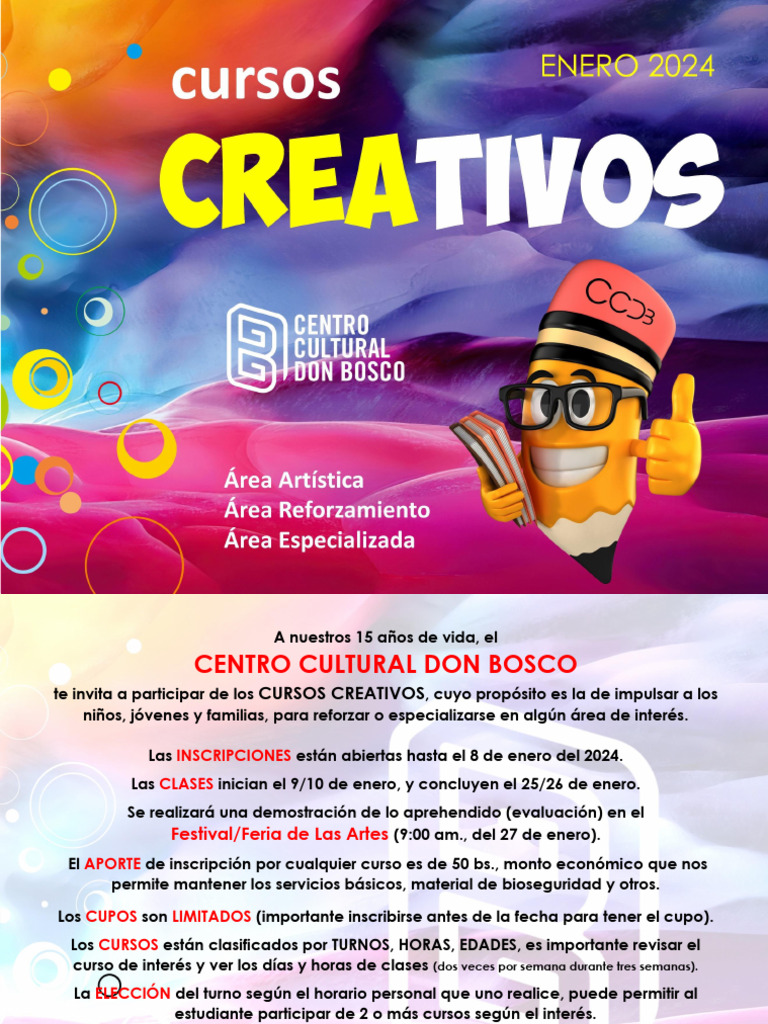 Cursos Creativos - Enero 2024 | PDF | Aprendizaje | Modificación de comportamiento