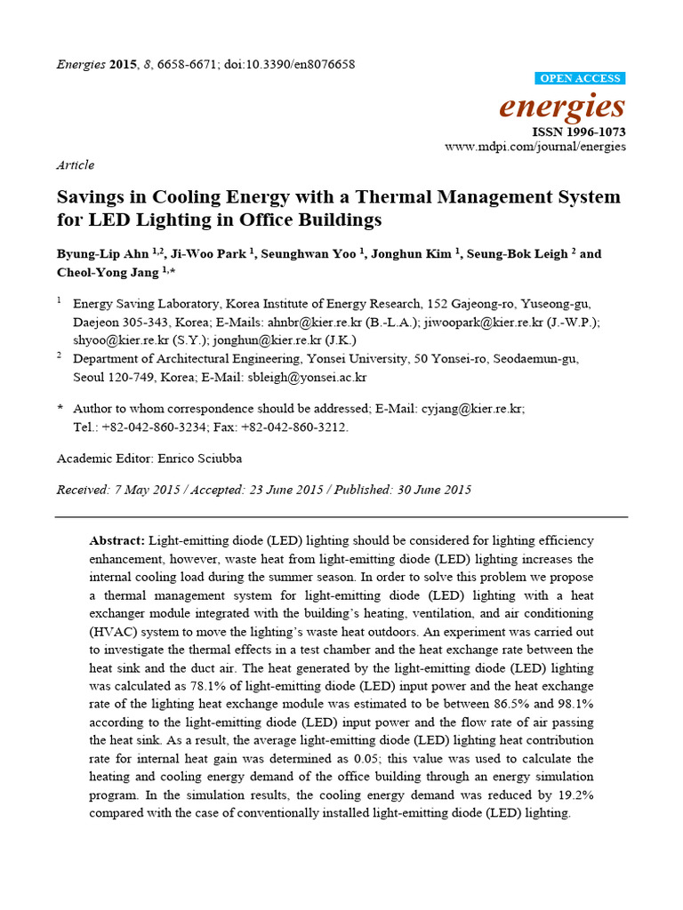 Savings in Cooling Energy With A Thermal Managemen | PDF | Light ...