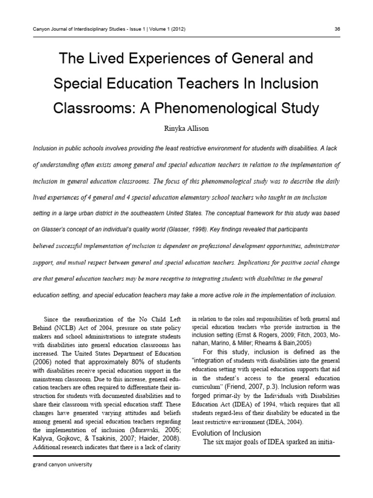 The Lived Experiences of General and Special Education Teachers in ...