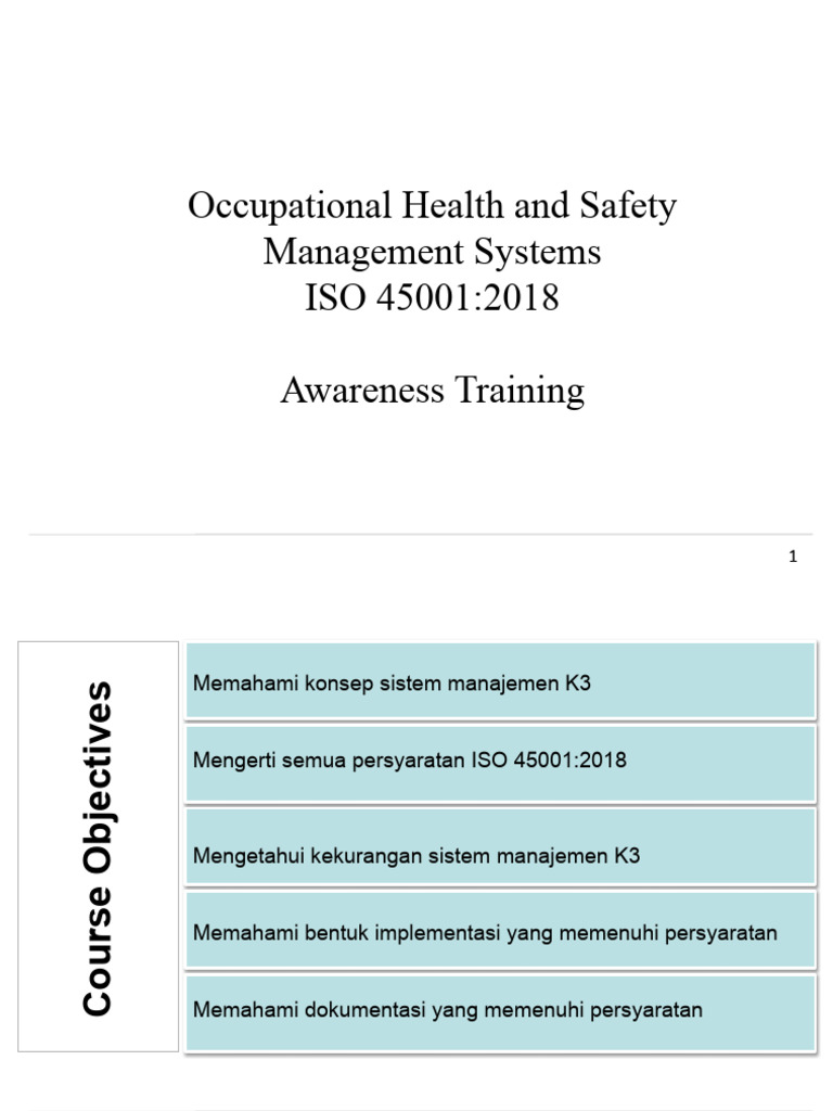 Pelatihan ISO 45001:2018 K3 di Indonesia | PDF