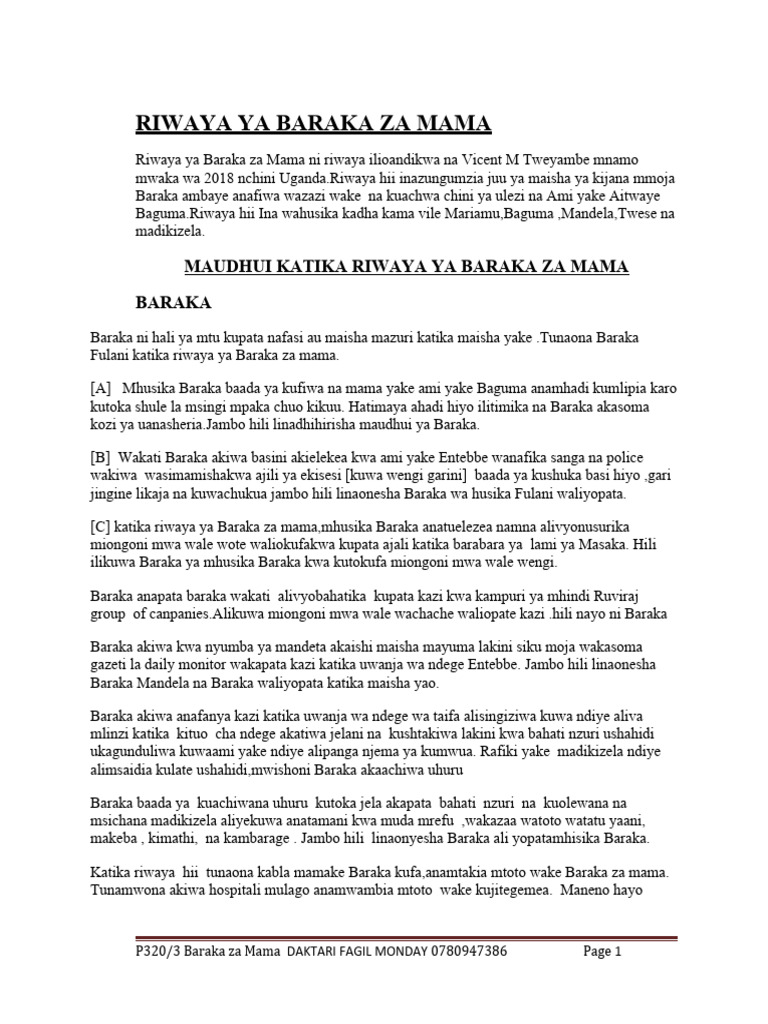 Baraka Za Mama Mwongozo | PDF