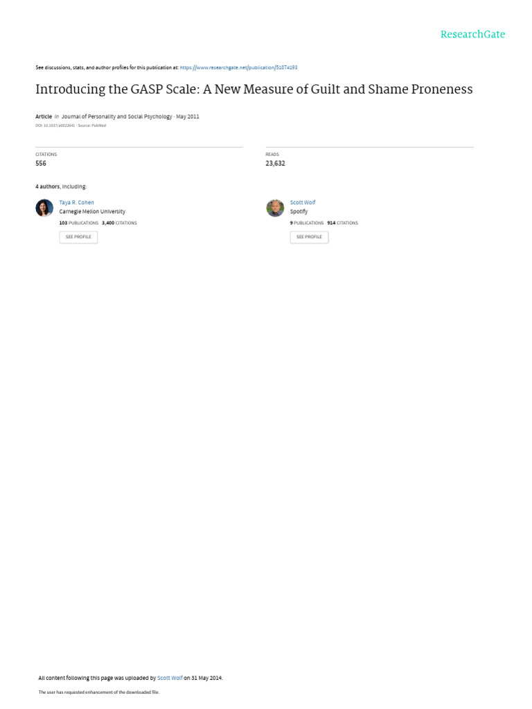 Introducing The GASP Scale A New Measure of Guilt | PDF | Shame | Guilt (Emotion)