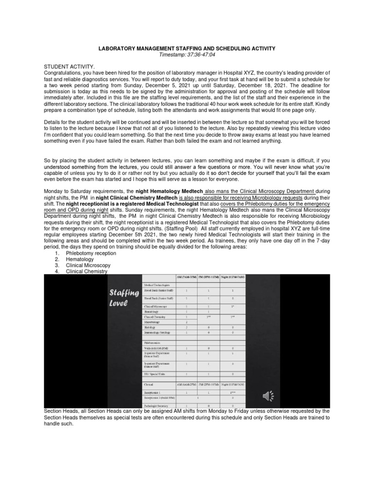 Laboratory Management Activity | PDF | Health Care