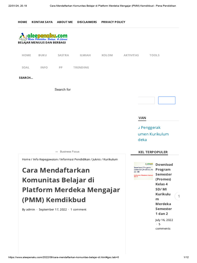 Download Program Semester Kelas 2022 | PDF