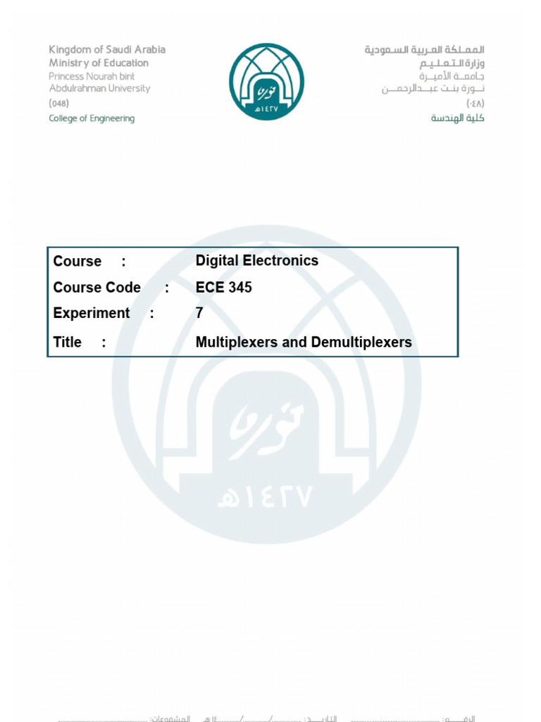 Lab 7 (Multiplexers and Demultiplexers) | PDF