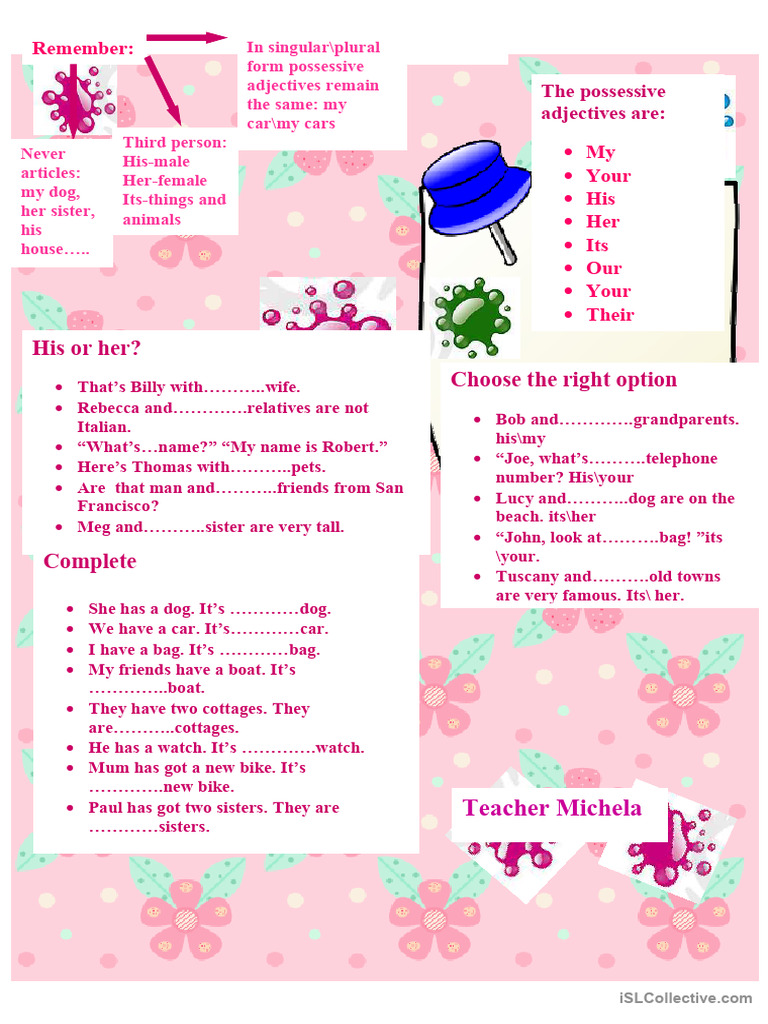 Possessive Adjectives Guide | PDF | Grammar | Language Mechanics