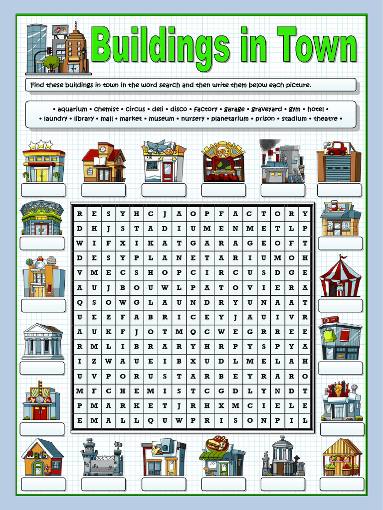 Town Buildings Word Search Answers | PDF