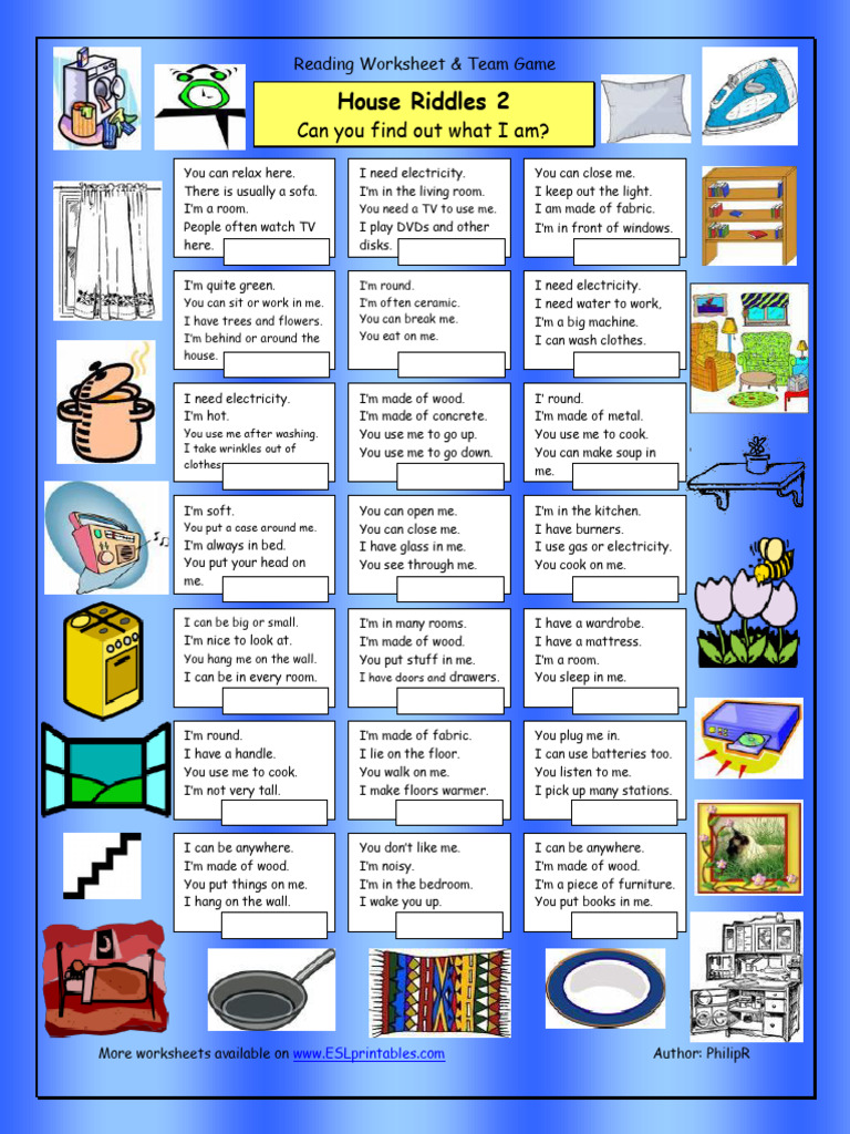 House Riddles 2: Can You Find Out What I Am? | PDF | Bedroom | Home