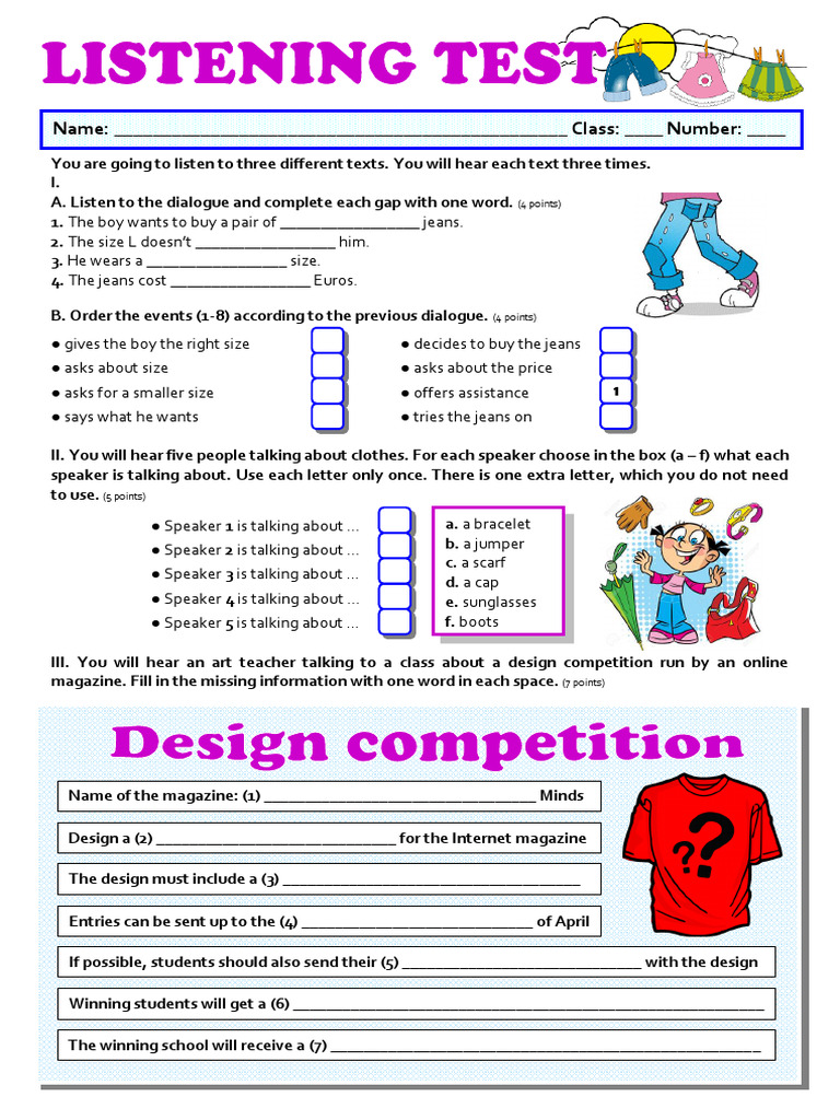 56 Clothes Listening Information Gap Activities 96425 | PDF | Language ...