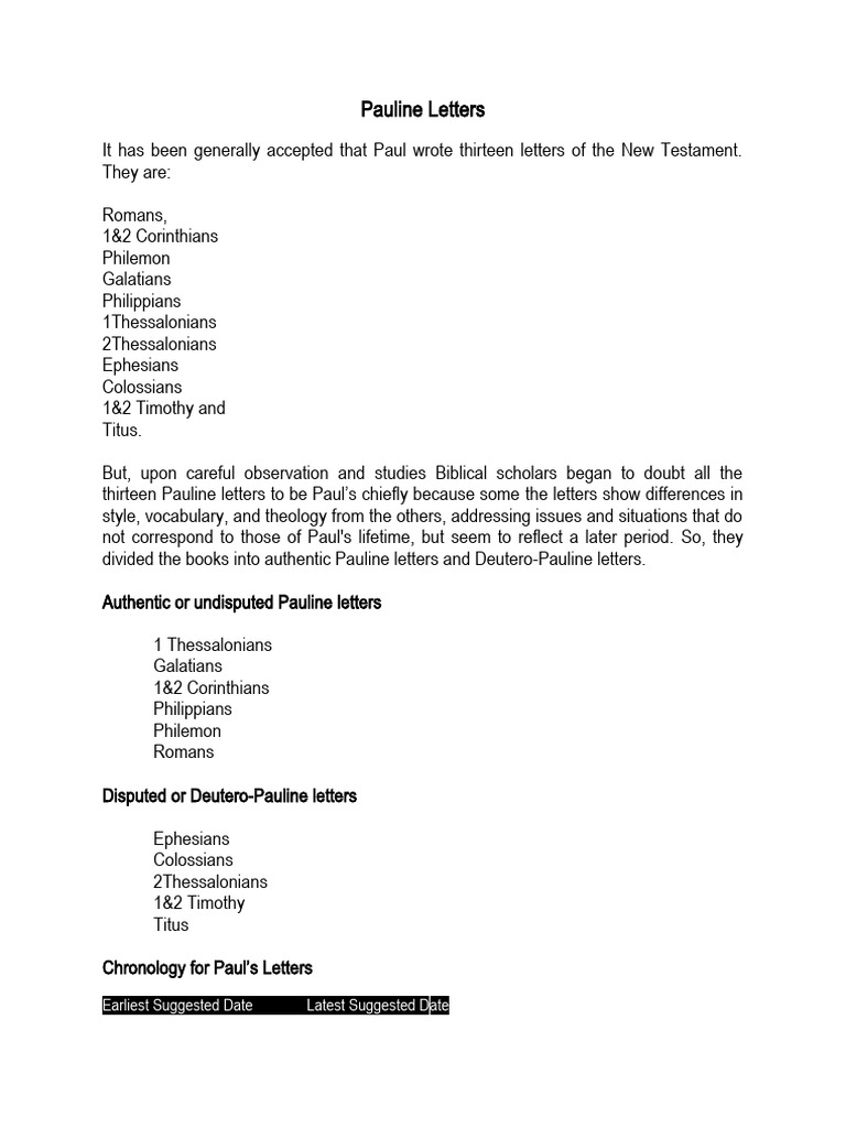 Chronology of Paul's Letter | PDF