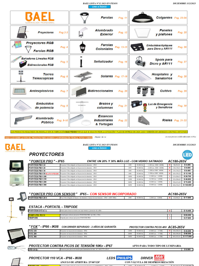 Bael Lista Nº12 - 1 de Diciembre 2023 | Descargar gratis PDF | Diodo emisor de luz | Ingenieria ...
