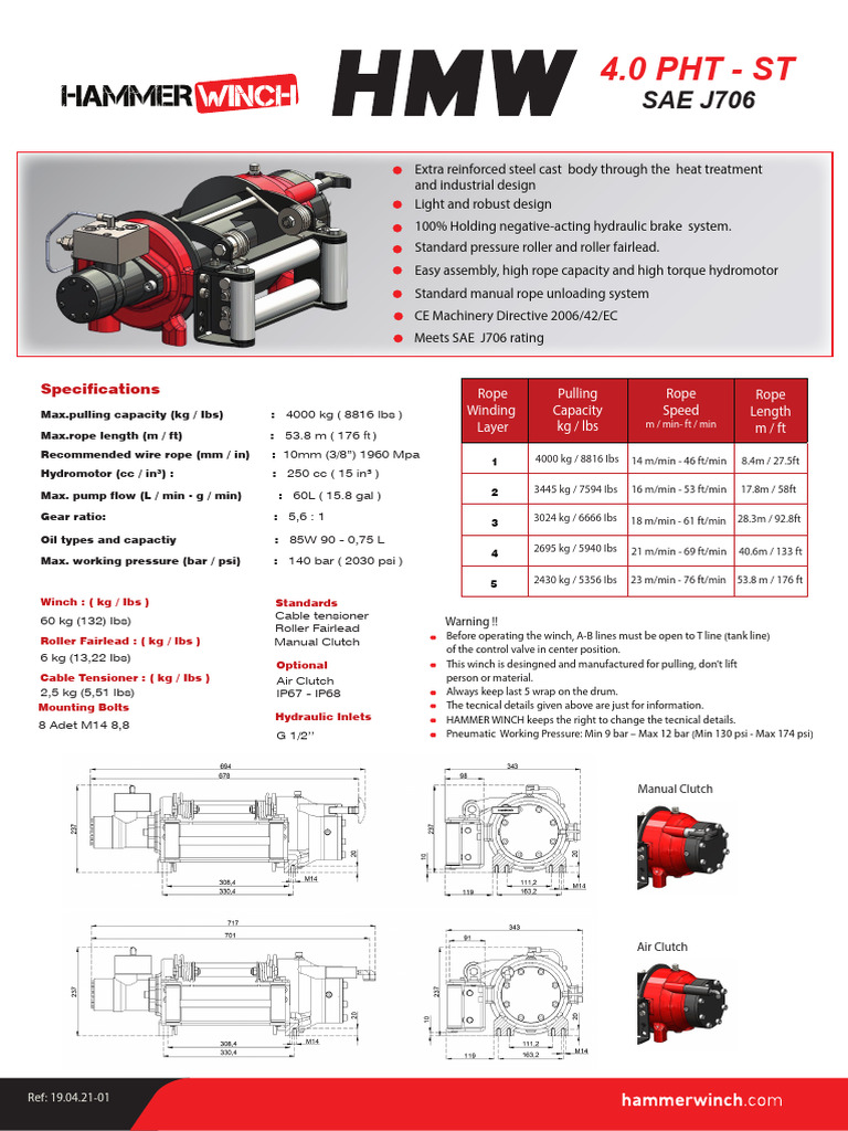 Hammer Winch HMW 4.0 PHT ST | PDF | Clutch | Manual Transmission