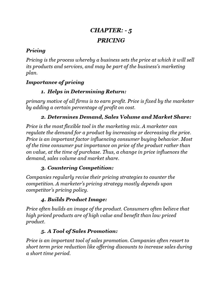 Marketing Chapter 5 | Download Free PDF | Pricing | Prices