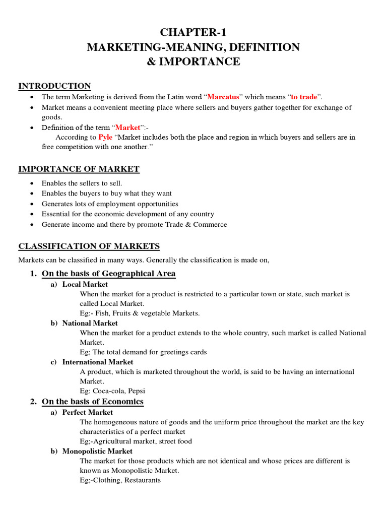 Marketing Chapter 1 | PDF | Marketing | Market (Economics)